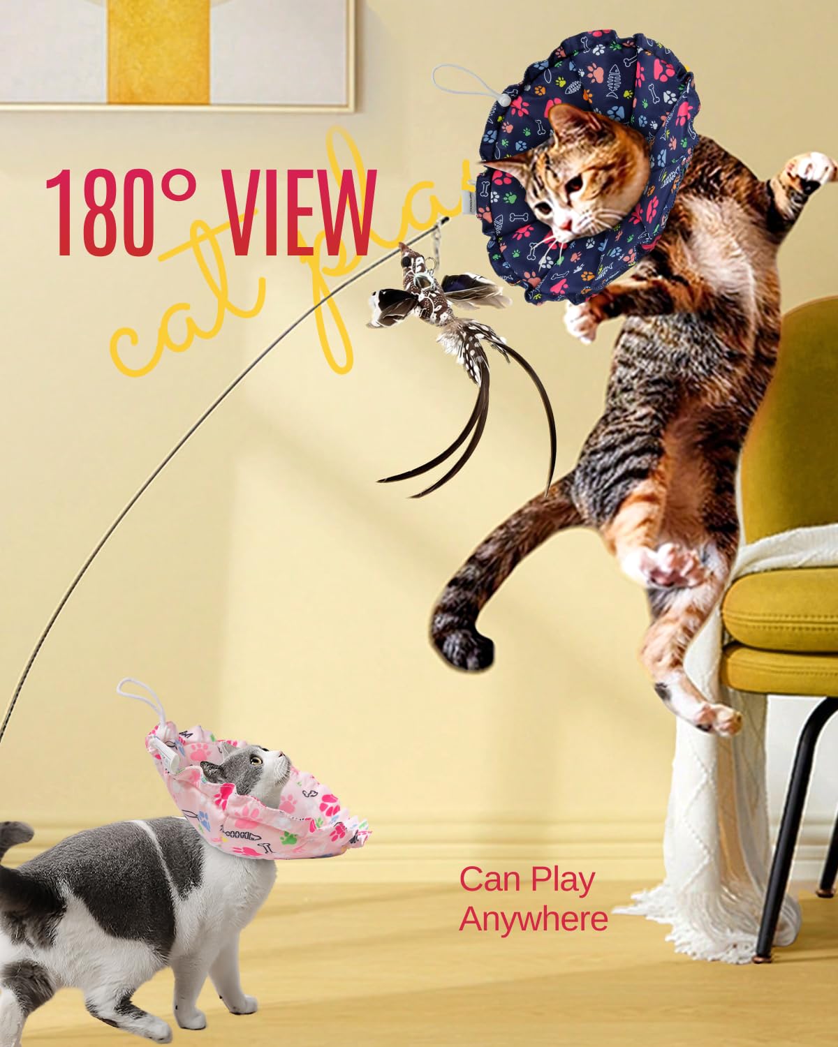 FAYOGOO Cat Cone Collar Soft - Adjustable Cat Recovery Collar Kitten Cones After Surgery - Comfortable Cone for Cats to Stop Licking