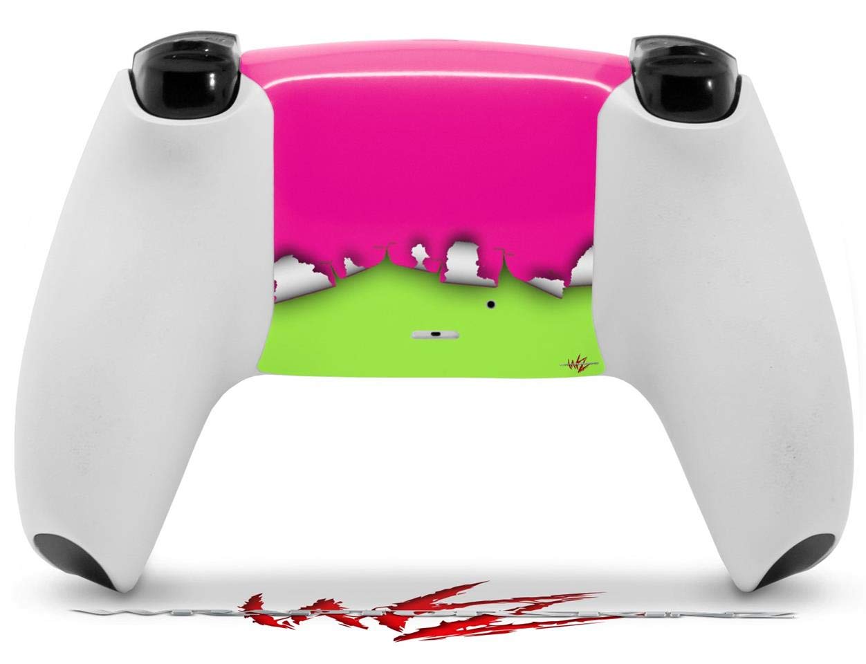 WraptorSkinz Skin Wrap compatible with Sony PS5 DualSense Controller Ripped Colors Hot Pink Neon Green (CONTROLLER NOT INCLUDED)
