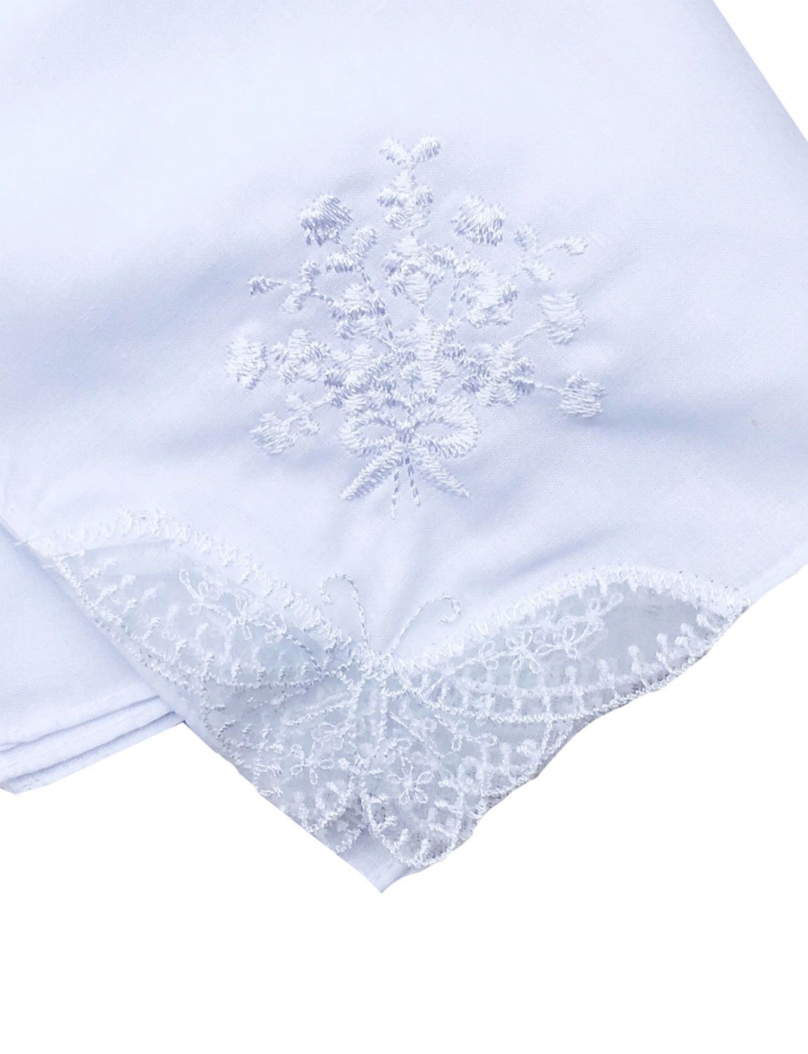 Bulk New Embroidery Ladies White Flower 100% Cotton handkerchiefs