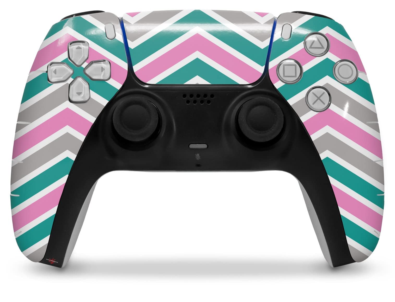 WraptorSkinz Skin Wrap compatible with Sony PS5 DualSense Controller Zig Zag Teal Pink and Gray (CONTROLLER NOT INCLUDED)