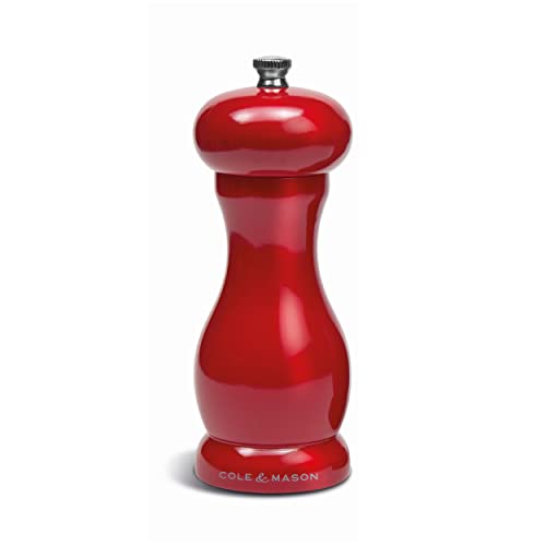 Cole & Mason H321823 Oxford Red Salt Mill | Precision+ Wooden | Premium Coloured Gloss Seasoning Mill | Wood | 155mm | Single | Includes 1 x Salt Grinder | Lifetime Mechanism Guarantee