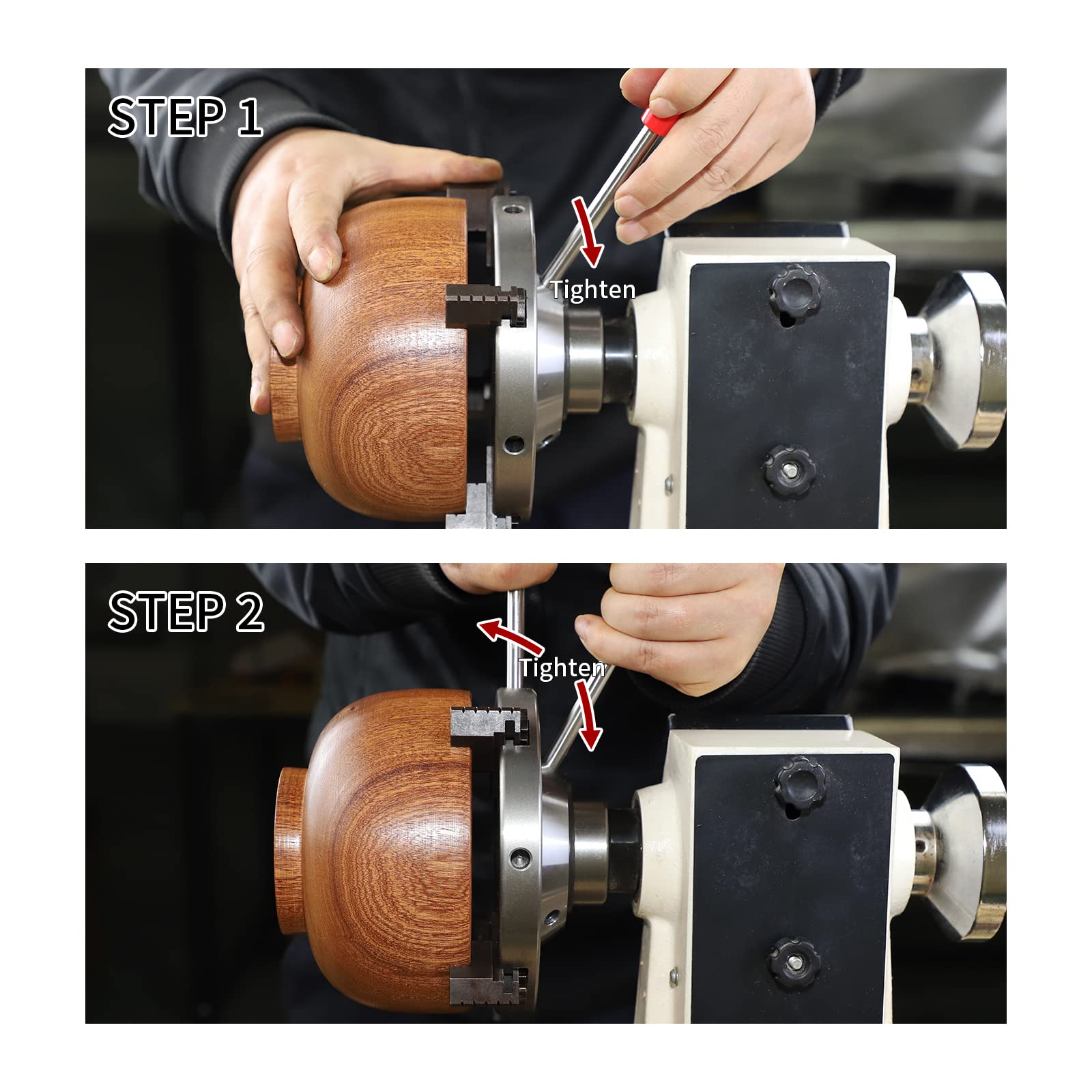 DEEFIINE 6 Inch Wood Lathe Chuck Set 1" x 8 tpi, Self Centering 4 Jaw Wood Turning Chuck