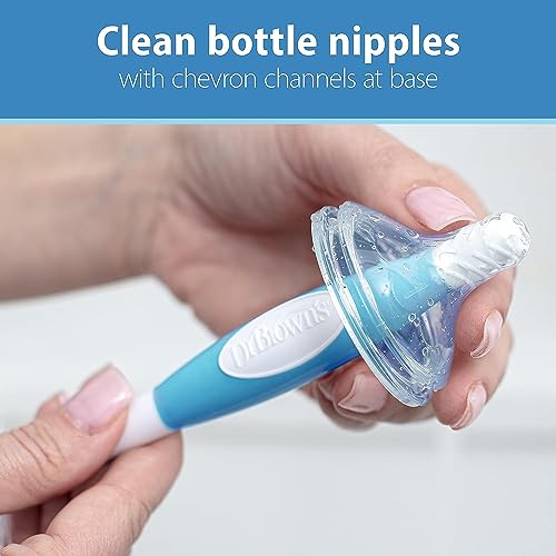 Dr. Brown's Reusable Sponge Baby Bottle Cleaning Brush with Suction Cup Stand, Scrubber and Nipple Cleaner, Blue 1-Pack (Pack of 2)