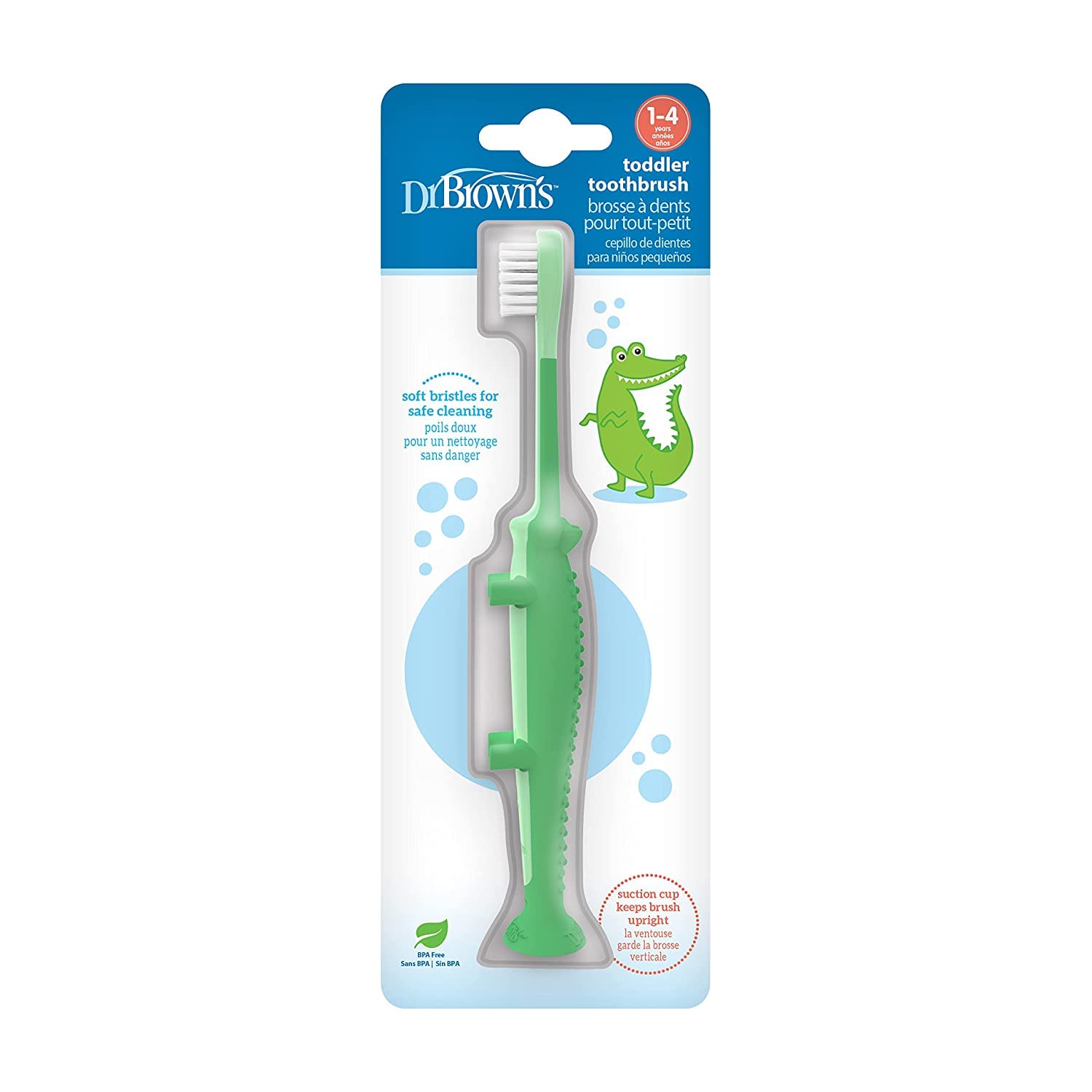 Dr. Brown's ToothScrubber Toddler Toothbrush, Monster and Crocodile, 2-Pack