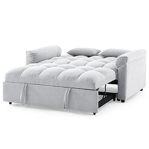 ERYE 3 in 1 Convertible Sleeper Sofabed,Modern Linen Tufted Upholstered Loveseat Sofa&Couch with Pull Out Sleep Couch Bed and Padded Armrests for Home,Office,Apartment,RV Living Room