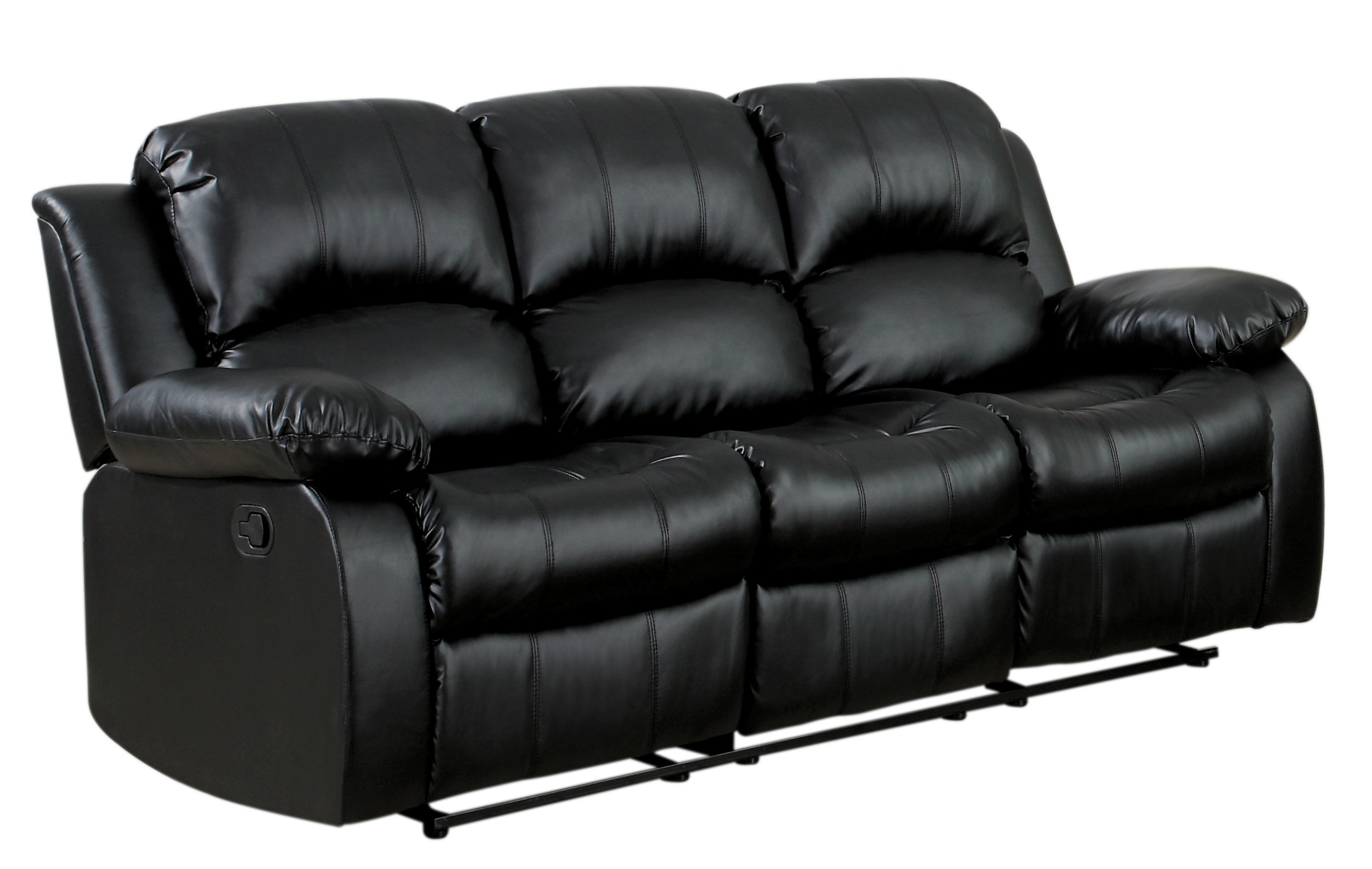 Homelegance Resonance 83" Bonded Leather Double Reclining Sofa, Black
