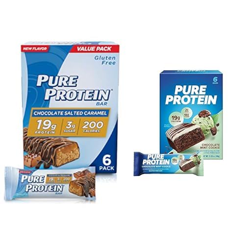 Bundle of Pure Protein Bars, High Protein, Nutritious Snacks to Support Energy, Low Sugar, Gluten Free, Chocolate Salted Caramel (6) + Chocolate Mint Cookie (6)