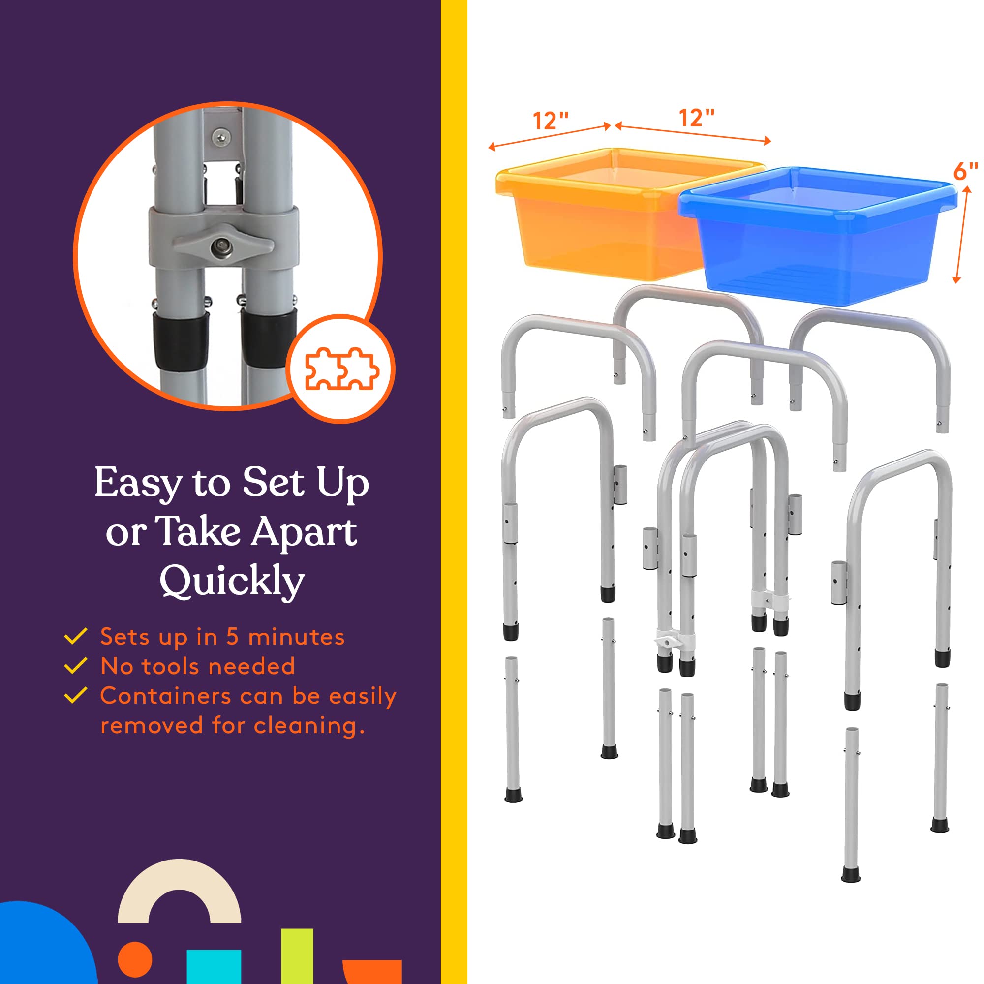 Special Supplies Sensory Activity Table for Kids and Toddlers with 2 Plastic Buckets, Easy Build Frame, and 7 Beach Toys for Interactive, Hands-On Learning Water, Sand, and STEM Play