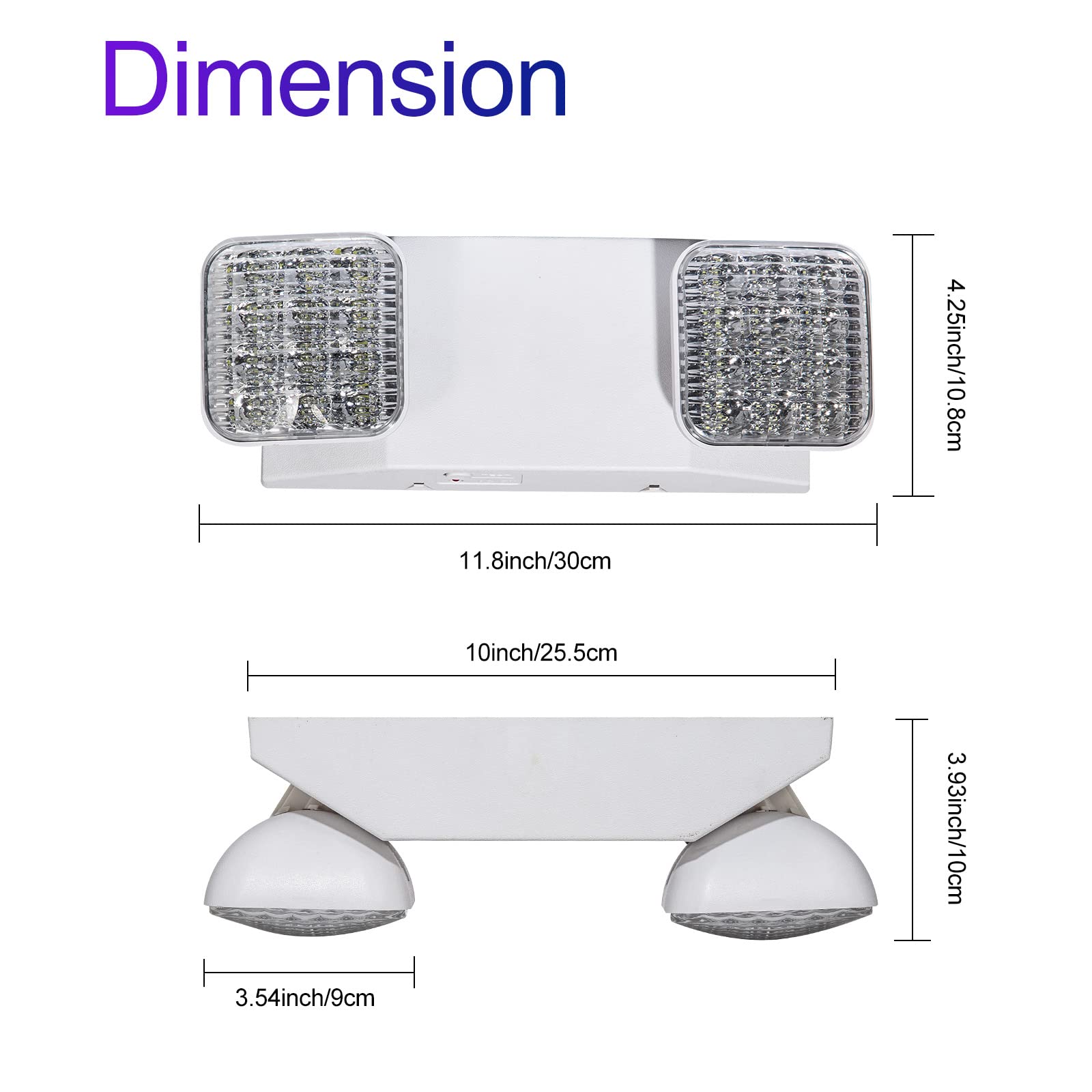 CM MZY Emergency Lights with Battery Backup,Commercial Emergency Light,Two Adjustable LED Light Head Emergency Lighting Fixtures,120-277V AC, UL Certified,2PCS