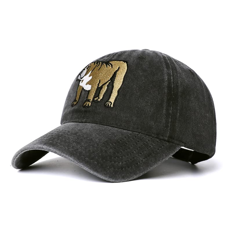 Bulldog Hat Dog Lover Gift Cute Dog Dad & Dog Mom Cap Adjustable Baseball Hat Vintage Washed Embroidered Baseball Dad Cap