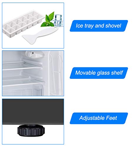 Safeplus Compact Refrigerator, 3.2 cu ft. Unit Cold-rolled Sheet Mini Refrigerator with freezer, Dorm fridge with Adjustable Removable Shelves…