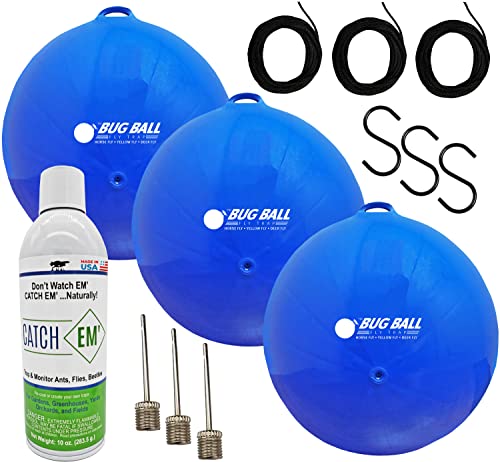 Deer Fly Ball 3 Pack Deluxe Kit Complete- Odorless Eco-Friendly Biting Fly and Insect Killer with NO Pesticides or Electricity Needed, Kid and Pet Safe…