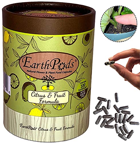 EarthPods Premium Fruit & Citrus Plant Food β Easy Organic Fertilizer Spikes β 100 Capsules β Boost Bloom, Fruit Flavor, Root Growth (Great for Dwarf Meyer Lemon, Lime, Orange, Avocado, Banana Trees)