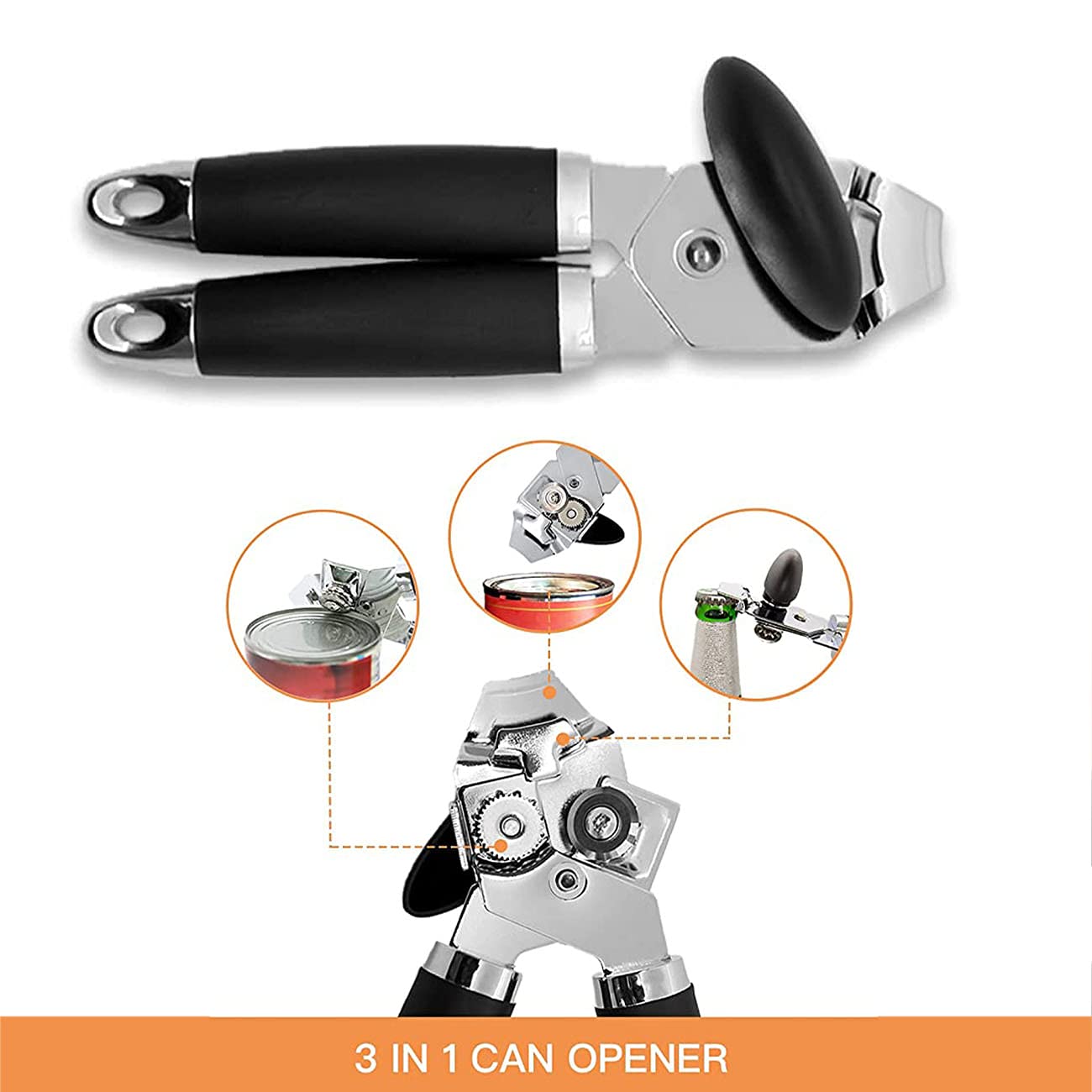 Can Opener, Manual Duty Can Opener, Safety Can Opener, Can Opener Manual, Suitable for Elderly People with Aalloy Inflammation Save Time and Energy