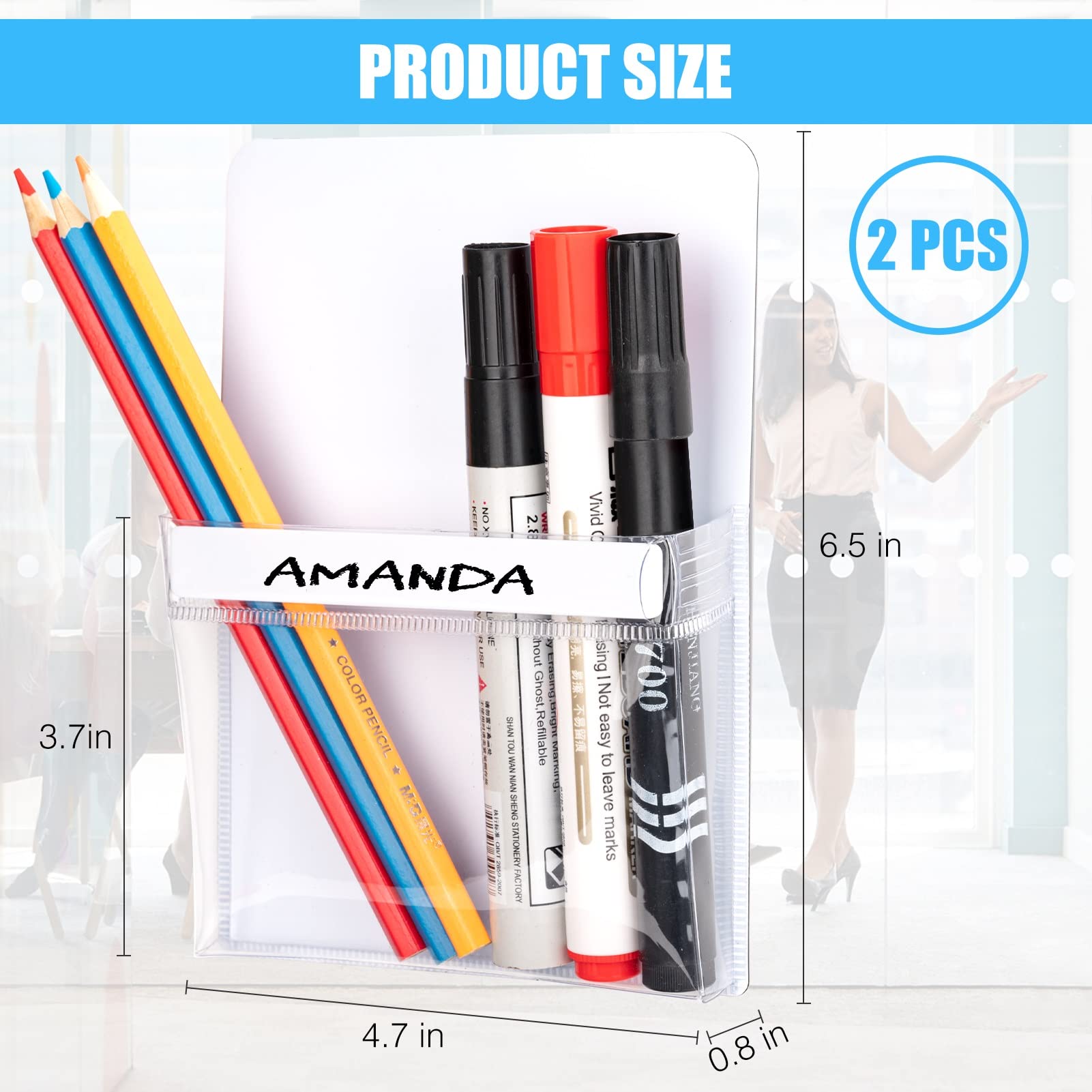 CHUNNIAO Magnetic Pencil Holders,Whiteboard Accessory Strong Magnets,Storage Pen Pocket for Your Fridge, School Locker, Office cabinets