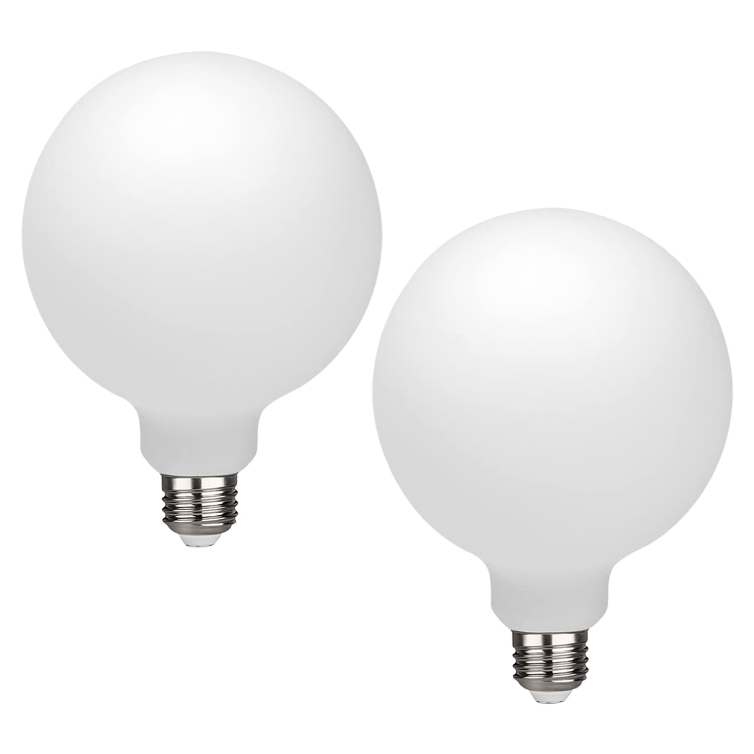 MYEMITTING 2 Pack G40/G125 Globe LED Bulb, Warm White 2700K Dimmable LED Globe Bulb, 5W Equivalent 40W LED Globe Light Bulbs, CRI 90+, Milky Glass, LED Bulb for Bathroom Vanity Mirror, E26 Base