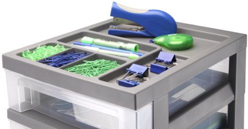 IRIS USA MC Plastic Storage, Rolling Cart with Organizer Top, 4 Drawer/GREY CLR, Gray