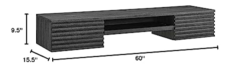 Modway Render 60" Mid-Century Modern Wall-Mount Office Desk in Charcoal