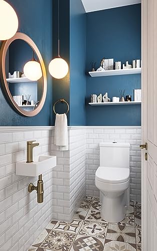 DeerValley DV-1V081L Liberty Wall Mount Sink, Rectangle Mini Vessel Sink,Small Bathroom Cloakroom White Porcelain Ceramic Wash Basin Right/Left Hand (Left Hand) (Left Hand)