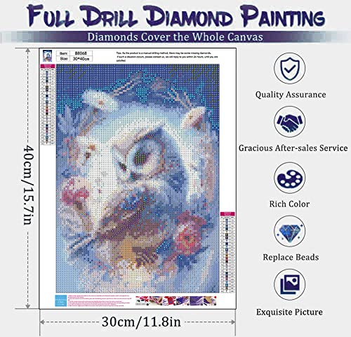 VeGuude Diamond Painting Kits for Adults, Owl 5D Diamond Art Kits, Full Drill DIY Crafts for Adults Home Wall Decor Gift Diamond Dots [11.8x15.7inch]