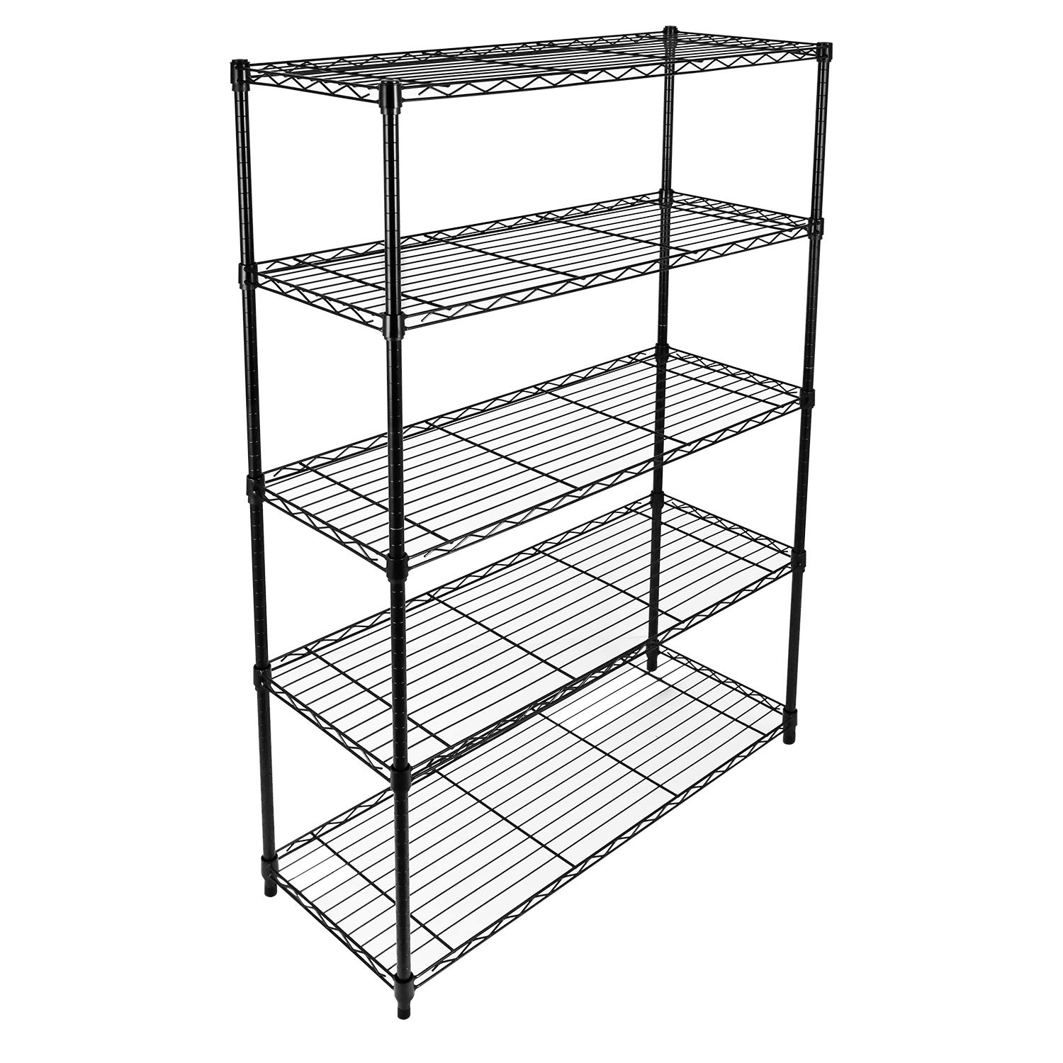 iPower Simple Deluxe Heavy Duty Shelving Unit, Wire Metal Stackable Storage, 5-Tier Shelf, Black, 36" W x 13.8" D x 71.8" H
