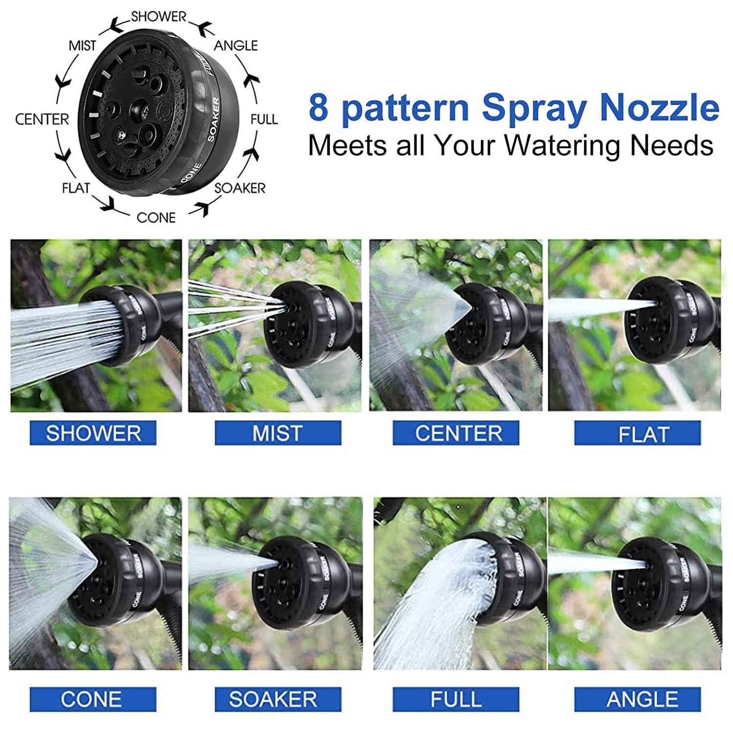 EFETSH Expandable Garden Hose 50FT - Flexible Water Hose with Spray Nozzle, Retractable Hose - Lightweight Expanding Hose - Black