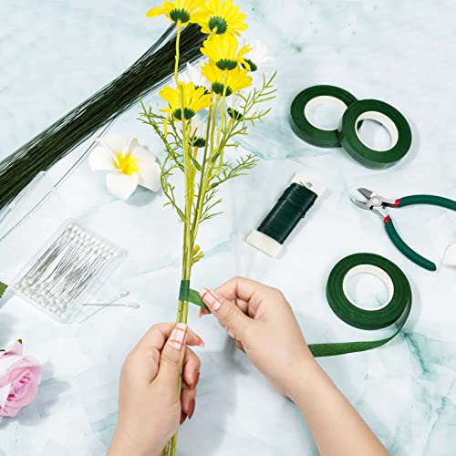 PAXCOO Floral Arrangement Kit with Green Tape and Wire, Boutonniere Flower pin, Wire Cutter for Wreath Making Supplies