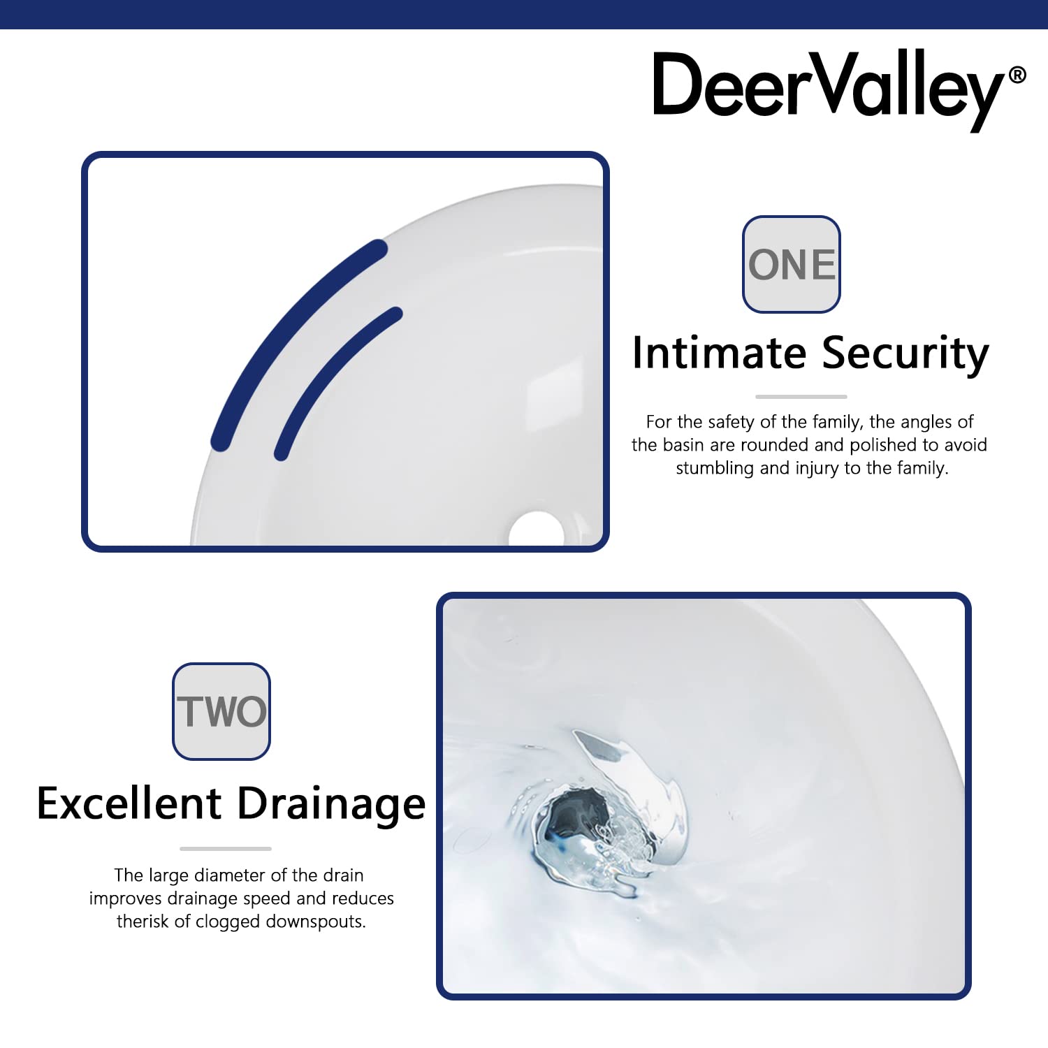 DeerValley DV-1P523 Compact White Ceramic Pedestal Sink, 20" X 17" Inch Pedestal Bathroom Sink With Overflow and Pre-Drilled Single Hole