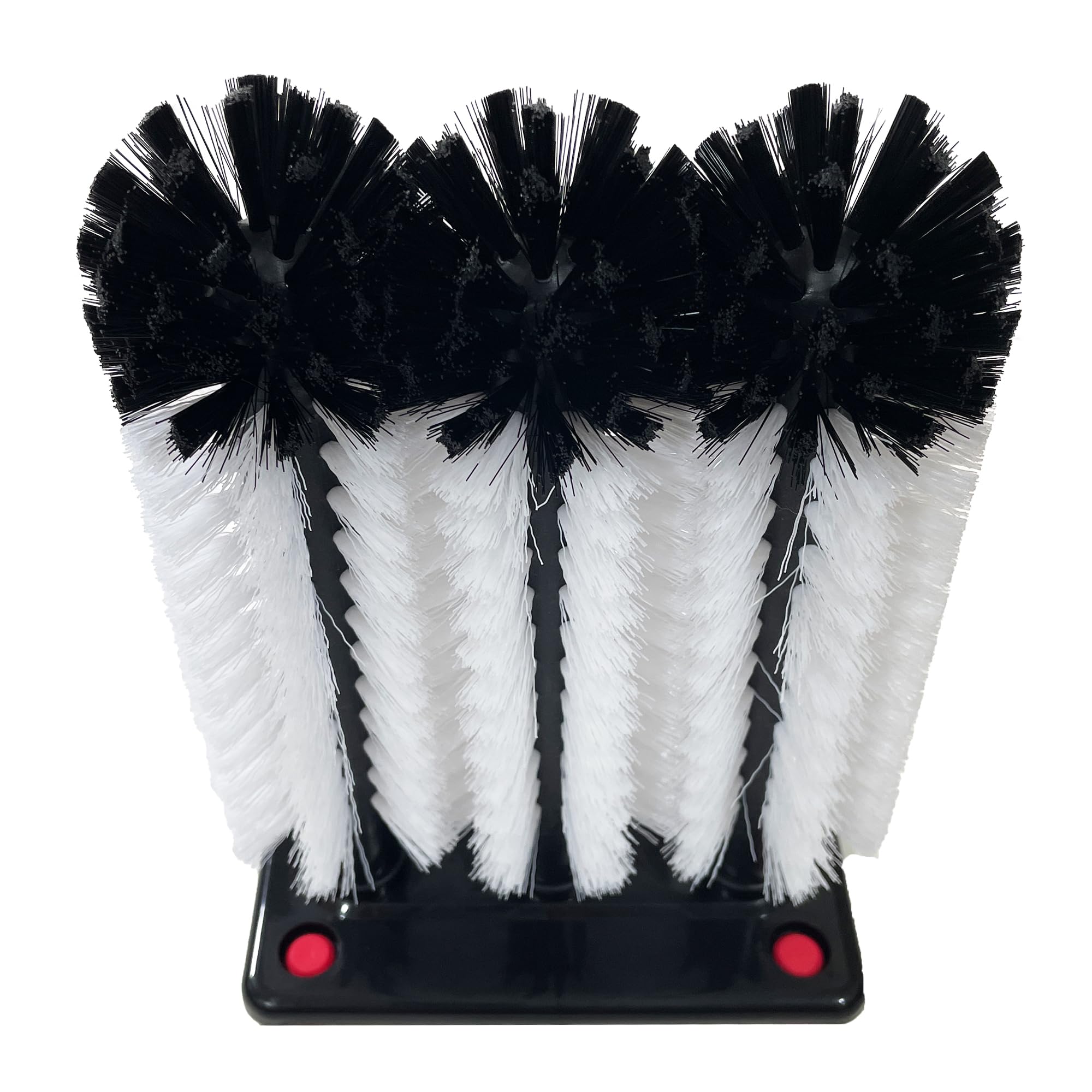 Glass Washer Brush - 2 Pack - 3 Brush Bar Glass Cleaner - Brushes for Large Cups Glasses and Bottles - Suction Cups for Stable Grip on Sink, Bar and Kitchen Top - Includes 2X Cleaning Cloths