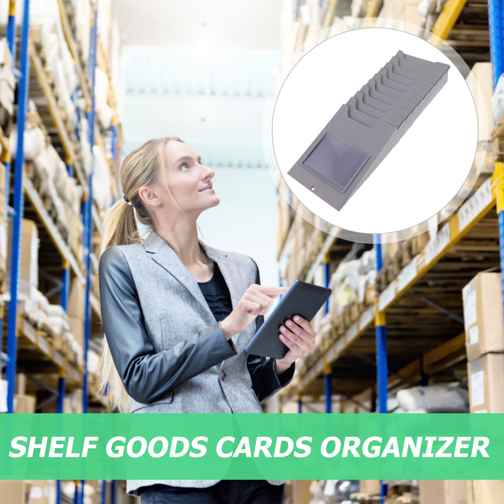 Cabilock Wall Mount File Holder Expandable Rack Retractable Holder Wall Mounted Stacking Holder with 10 Pocket Slots Attendance Card Holder Slot for Office Warehouse Grey Expandable Rack