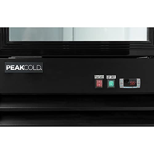 PEAKCOLD Single Glass Door Commercial Refrigerator - Retail Merchandiser Cooler; 14 Cubic Ft.