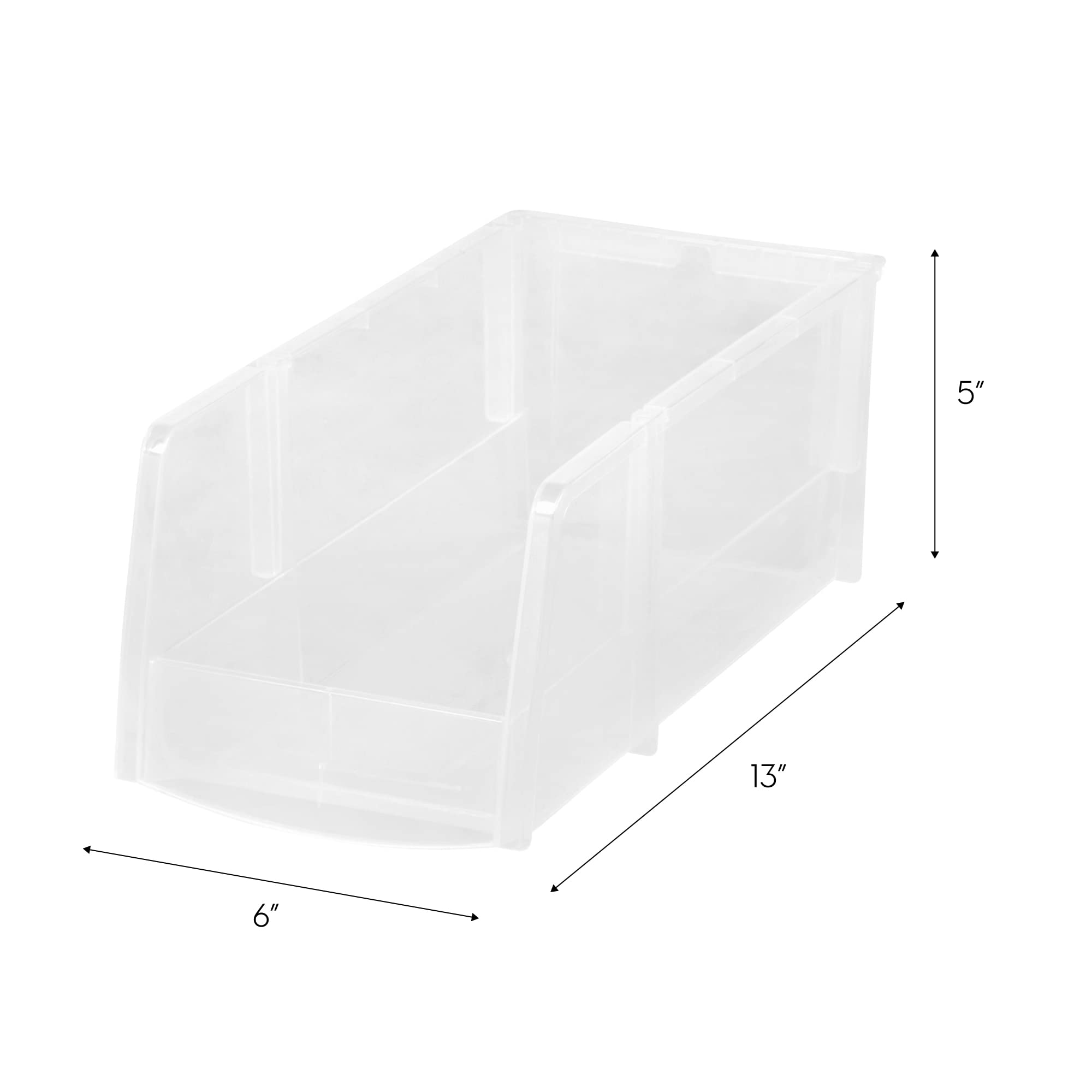 IRIS USA Clear Plastic Stackable Storage Bins, Large- 8 Pack, Open Front Fridge Pantry Kitchen Closet Cabinet Bathroom Organizer Basket for Organizing Snack, Cans, Office Supplies, and Coffee Pods
