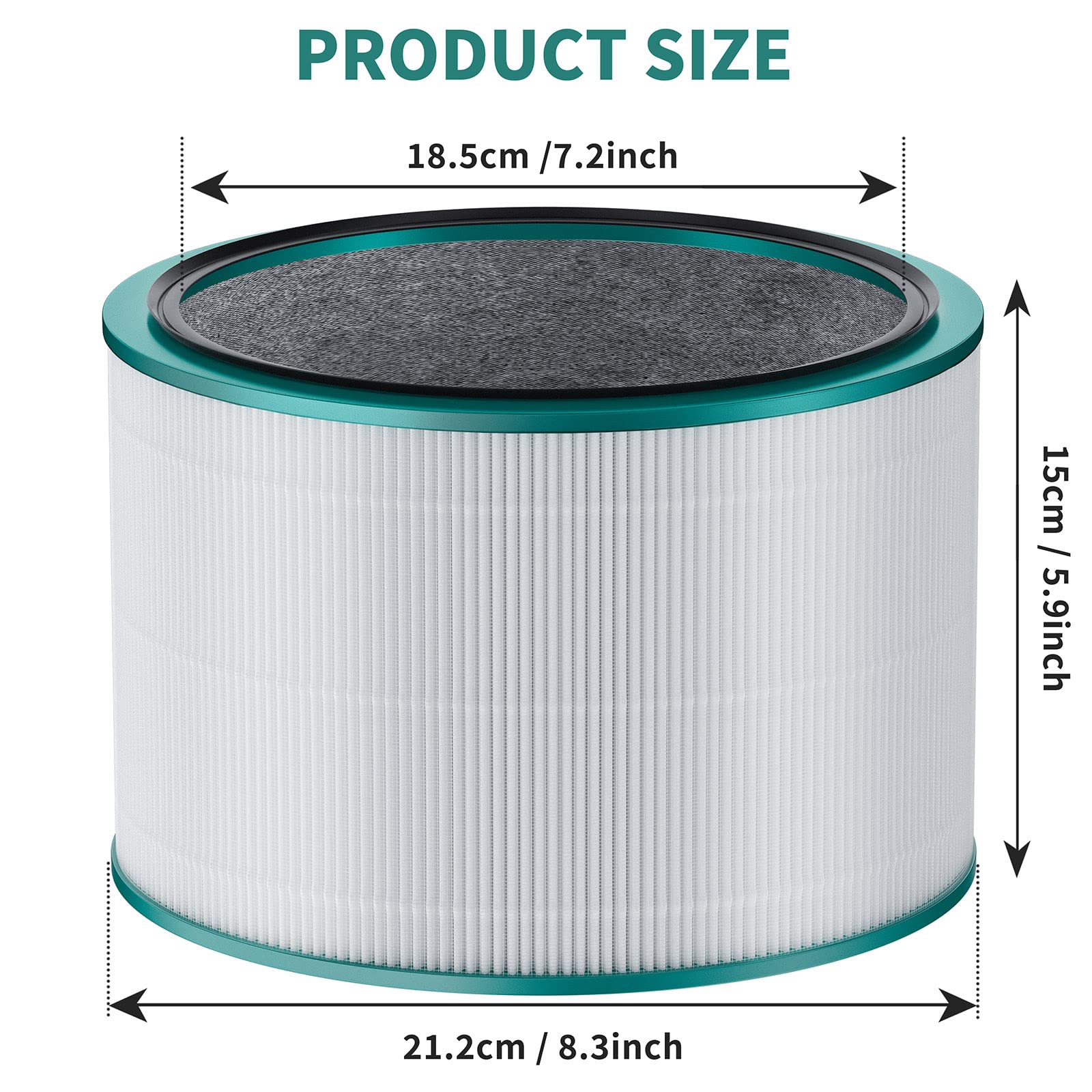 EGR HP01 HP02 Air Filter Replacement Compatible with Dyson Pure Hot Cool Link HP01 HP02 DP01 DP02, 360° H13 High Density HEPA Carbon Filter