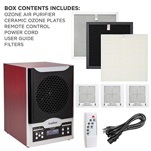 Ivation 5-in-1 HEPA Air Purifier & Ozone Generator W/Digital Display Timer and Remote, Ionizer & Deodorizer 3,700 Sq/Ft β HEPA, Carbon and Photocatalytic Filters, UV Light and Negative Ion Generator