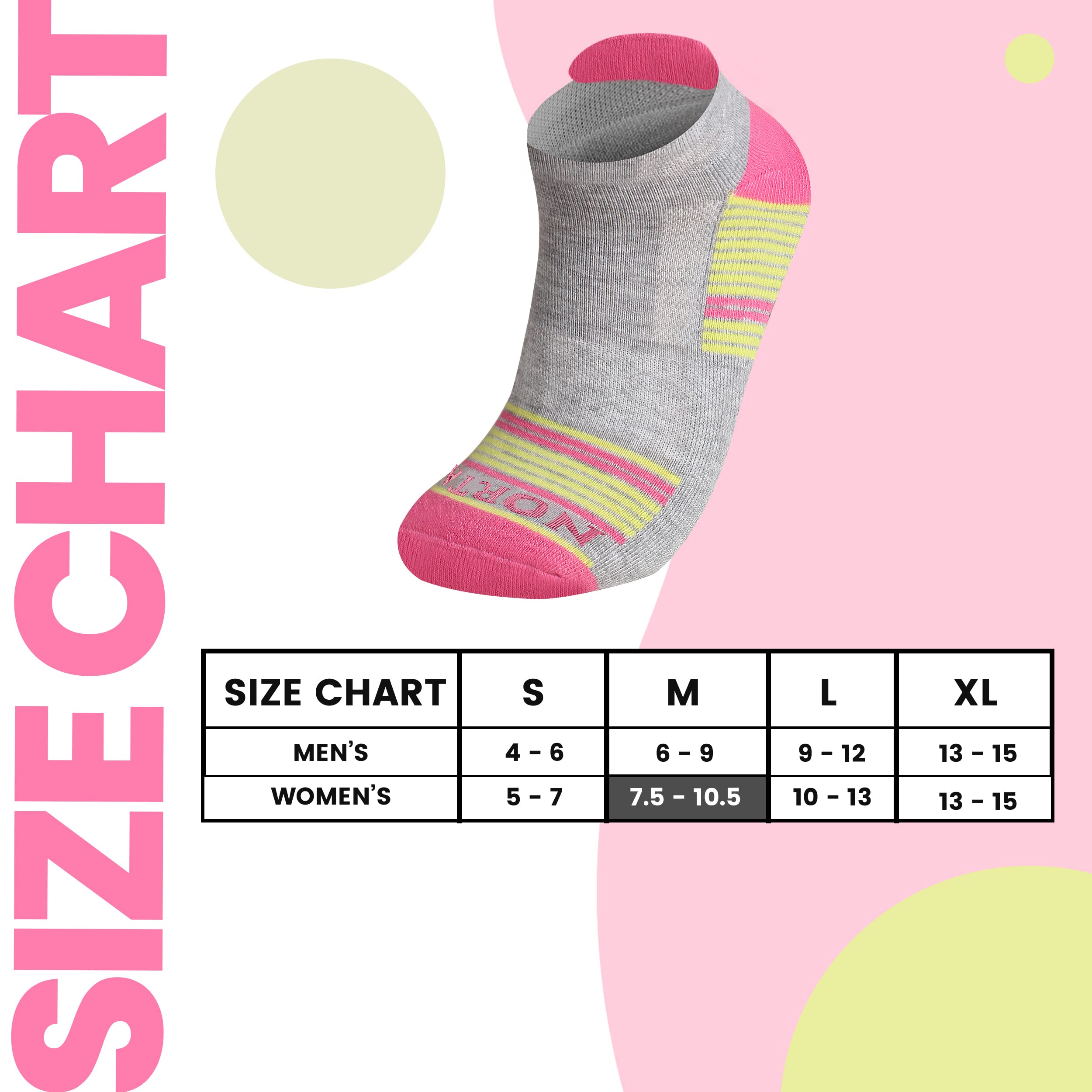 Compression Ankle Socks for Men & Women, Pack of 6, Athletic Cushioned Socks, Hiking, Running & Daily Wear, Size 7-10.