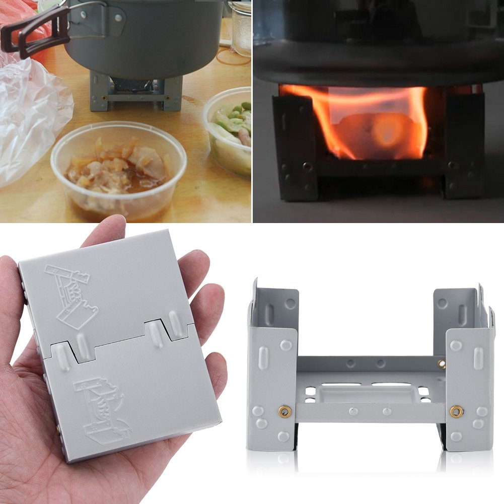 Camping Stove, Folding Pocket Stove Lightweight Alcohol Stoves Portable Stove Folding Burning Stove Solid Fuel Tablet Pocket Stove Survival Stove for Picnic BBQ Camp Hiking
