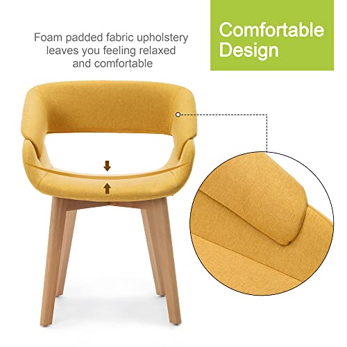 ivinta Small Dining Table Set for 2, Round Glass Dining Table with Two Yellow Upholstered Fabric Chairs, 3 Pieces Dining Table Set for Apartment, Kitchen, Dining Room, Patio Dining Set (Yellow)…