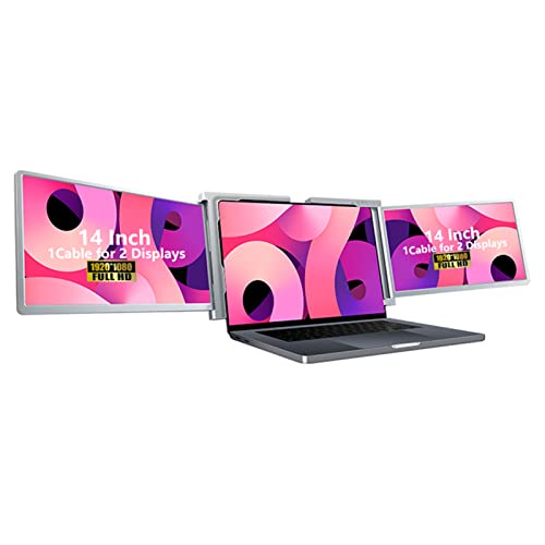 Cryfokt 14 Inch Dual Screen Portable Monitor, Adjustable Angle Retractable Stand 1920x1080 IPS Dual Extension Screen for 15-17 Inch Laptop (S400)