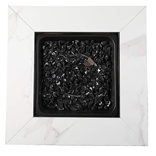 Endless Summer 30 Inch Square Outdoor 50,000 BTU LP Gas Fire Pit Table with Steel Mantel, Slate Finish, and Black Fire Glass, Gray