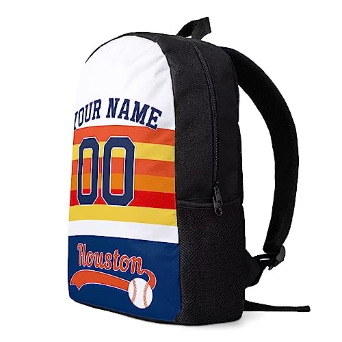 Houston Custom Backpack High Capacity,Laptop Bag Travel Bag,Add Personalized Name And Number,Gifts For Baseball Fans