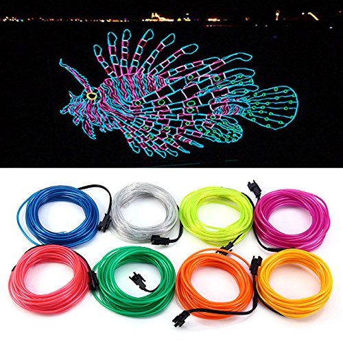 Motion Sensor Night Lights Stair Lights Closet Lights Flexible EL Wire Glow Lighting for Halloween Party Decorations 16.4ft/5m