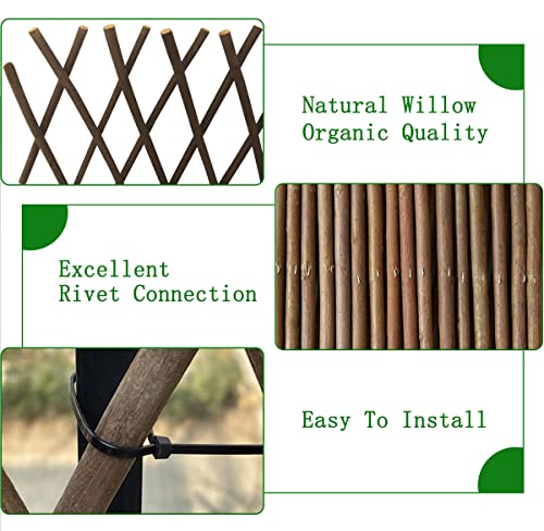 Helprise Expandable Willow Lattice Fence Panel Plant Support Garden Trellis for Climbing Vine Ivy Rose Cucumbers Clematis Outdoors Garden Yard, 36X92 Inch(1PC)