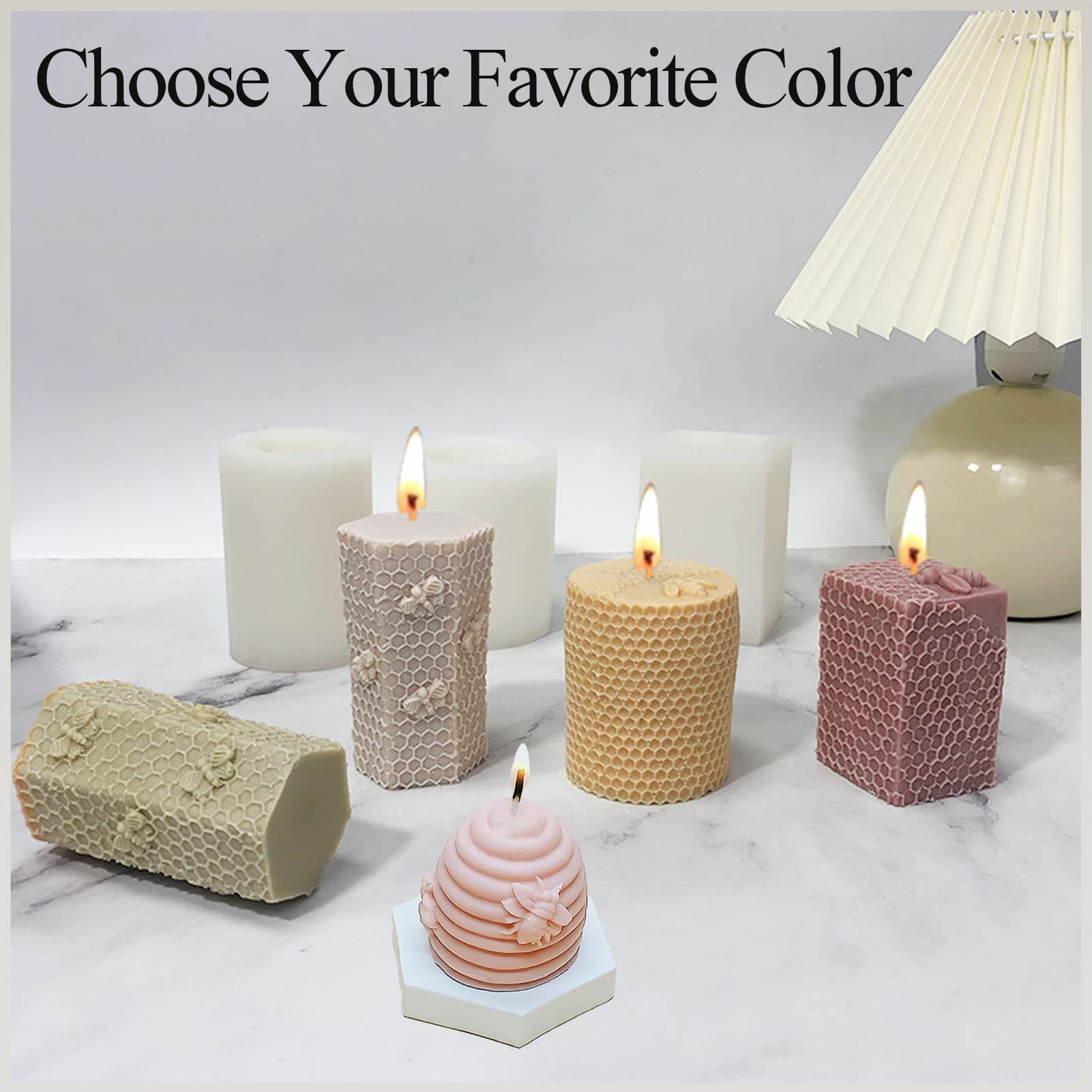 Candle Molds,4PC Pillar Candle Molds for Candle Making Resin Molds Silicone 3D Candle Moulds Bee Honeycomb Candle Making Kits for Soap Cake Mousse Ice Cream Clay DIY Artcraft Gift(Size : C)