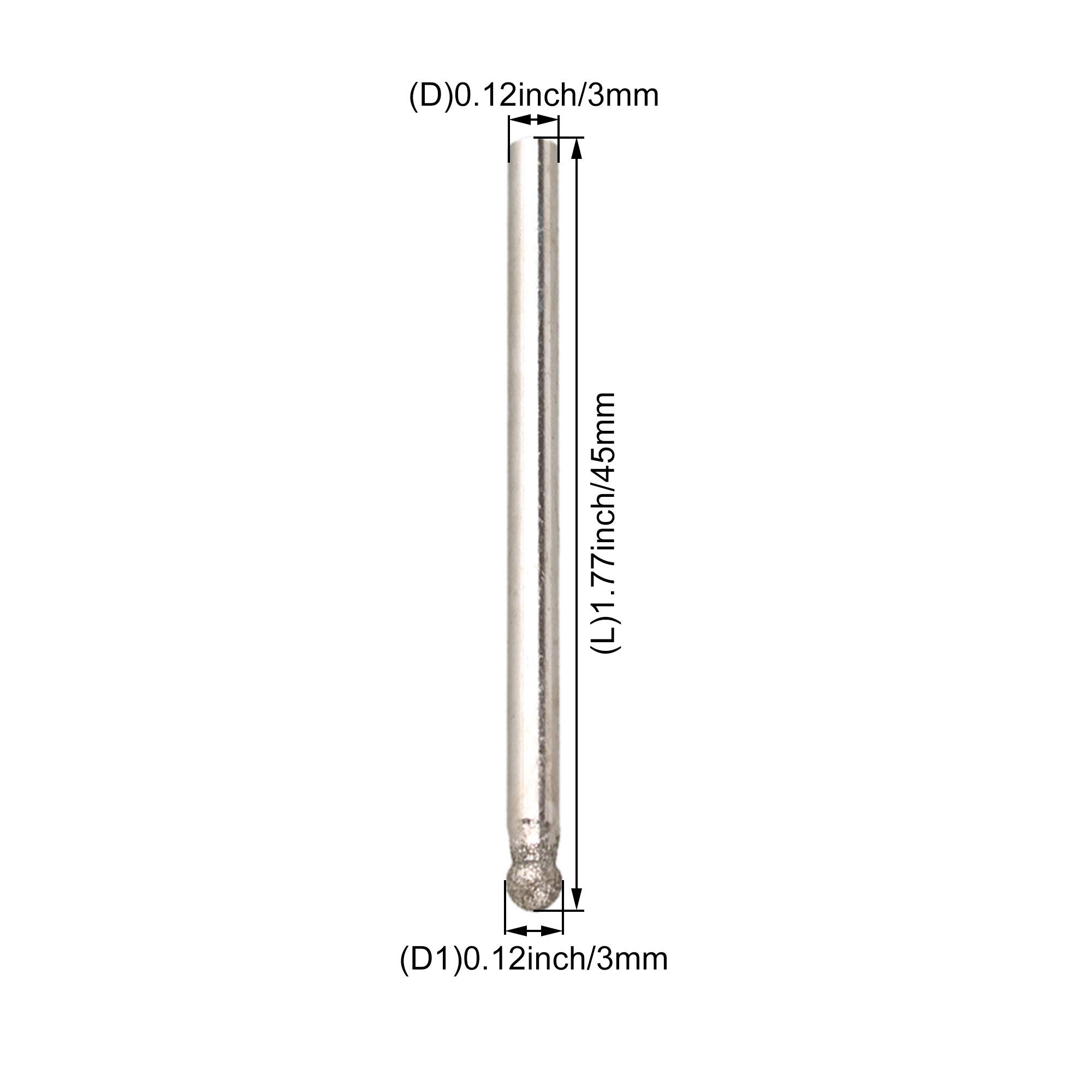 BQLZR 3mm Diameter Sphere Point Coated Burrs Glass Drill Bit for Die Grinder Pack of 30