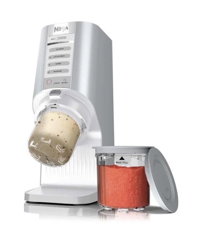 Ninja NC100 CREAMi Breeze 5-in-1 Ice Cream & Frozen Treat Maker, for Ice Cream, Gelato, Sorbet, Milkshakes, Smoothie Bowls & More, 5 One-Touch Programs, (2) Pint Containers & Lids, Perfect for Adults & Kids, Silver