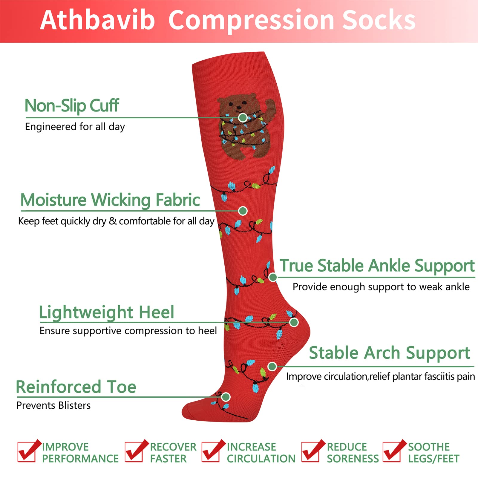 Compression Socks Women and Men Circulation, 4 Pairs 15-20mmhg Knee High Compression Socks for Running, Travel, Athletic, Nurses