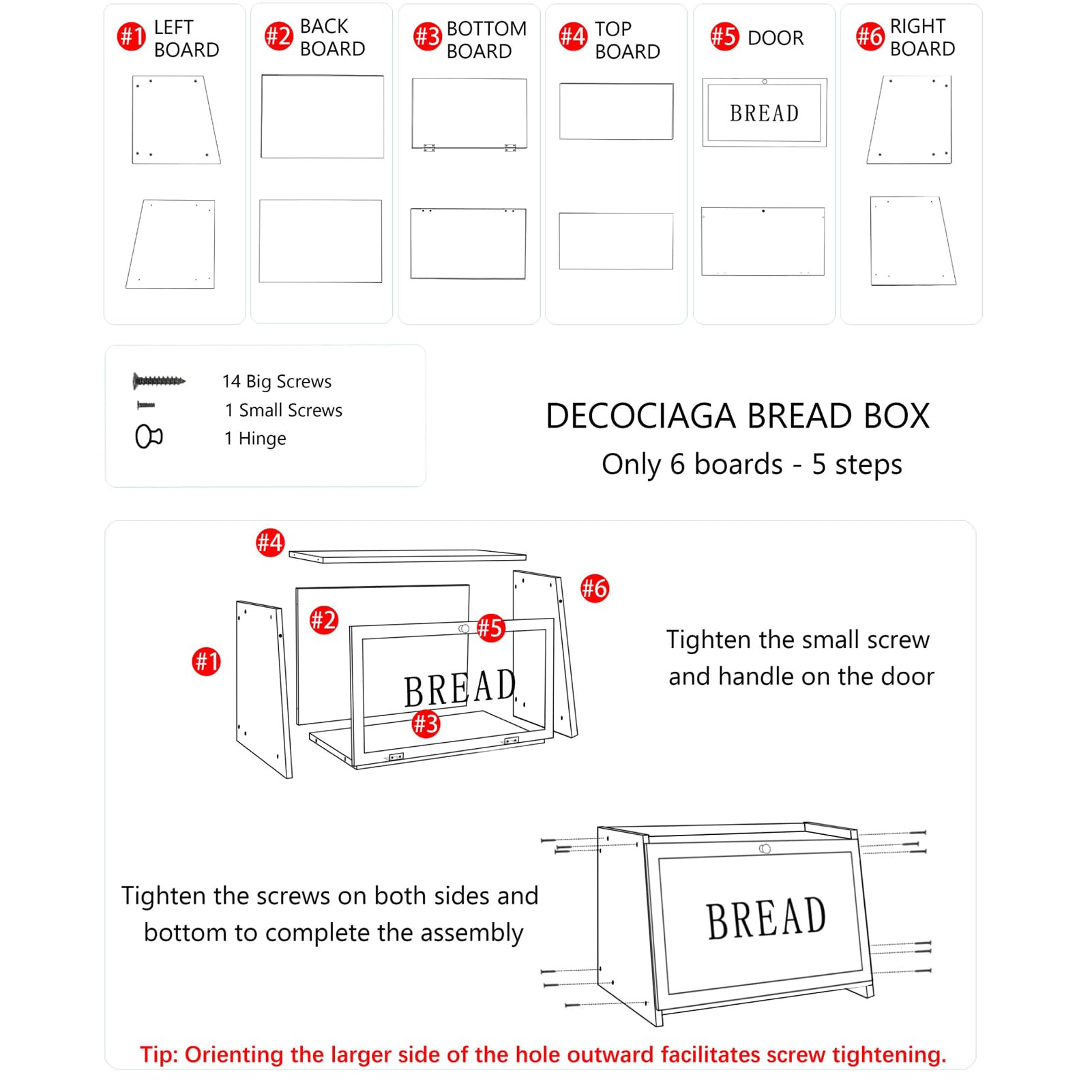 DECOCIAGA Bread Box for Kitchen Countertop, Large Capacity Bread Storage Container for Homemade Bread, Wooden Bread Holder Bread Bin for Kitchen Counter Corner, Cabinet, Pantry, Cupboard (Black)
