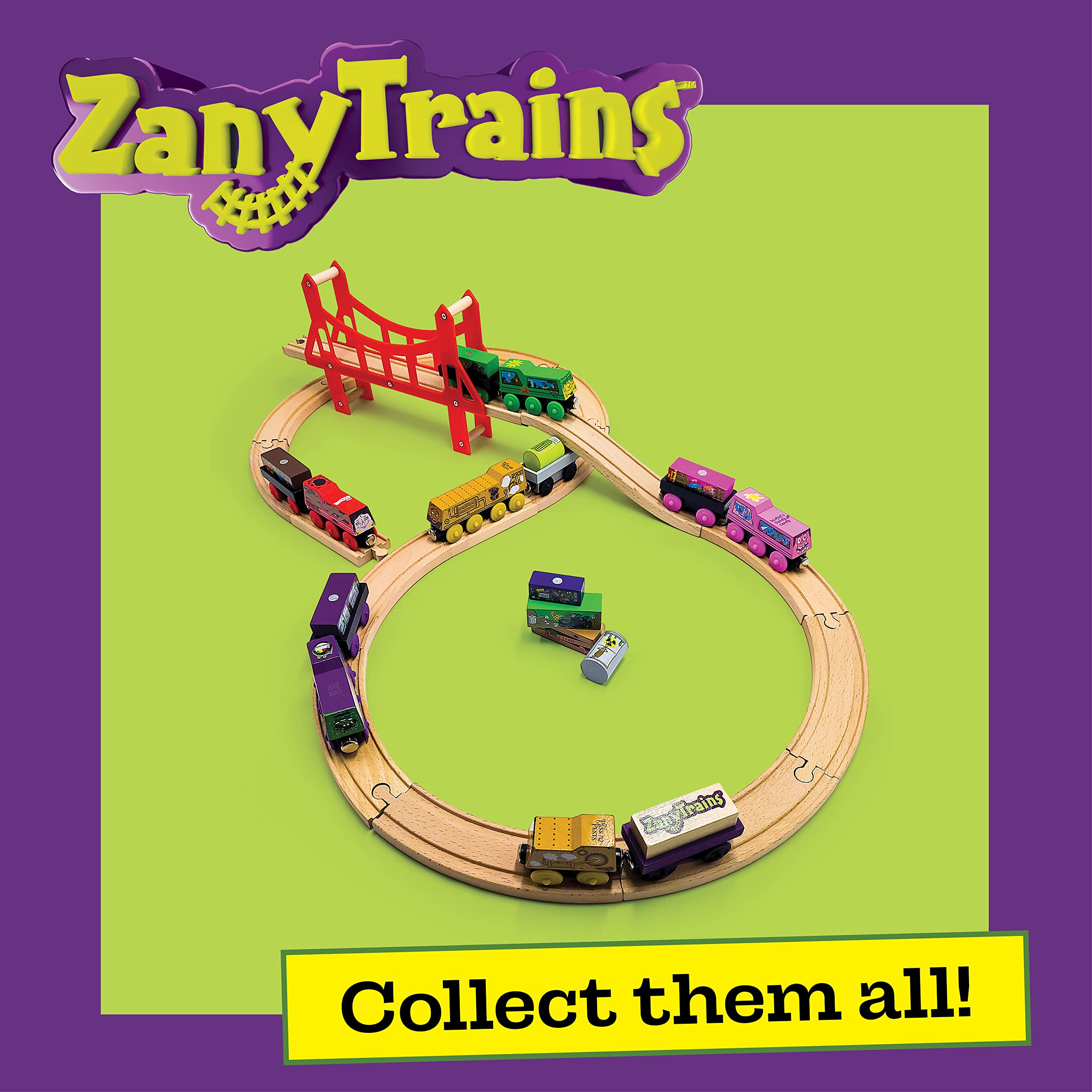 Zany Trains Series 1 - Wooden Train Set with Cargo - Compatible with All Wooden Train Sets - Wooden Train Cars (The Pesky Pests)