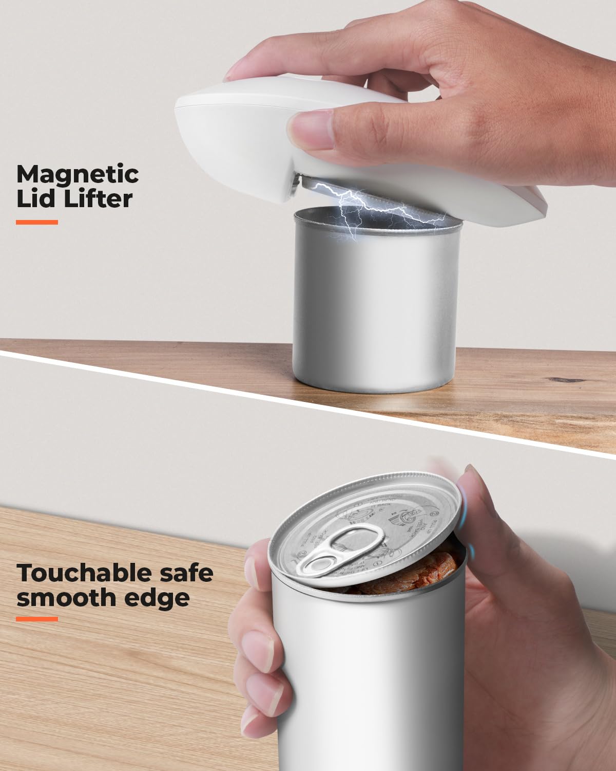 Canslab Ultrablade Series- Rechargeable Electric Can Openers For Kitchen For Seniors With Arthritis- Automatic Can Opener For Any Size Cans - Smooth Edge, Hands Free, Small Side Cut Can Opener, White