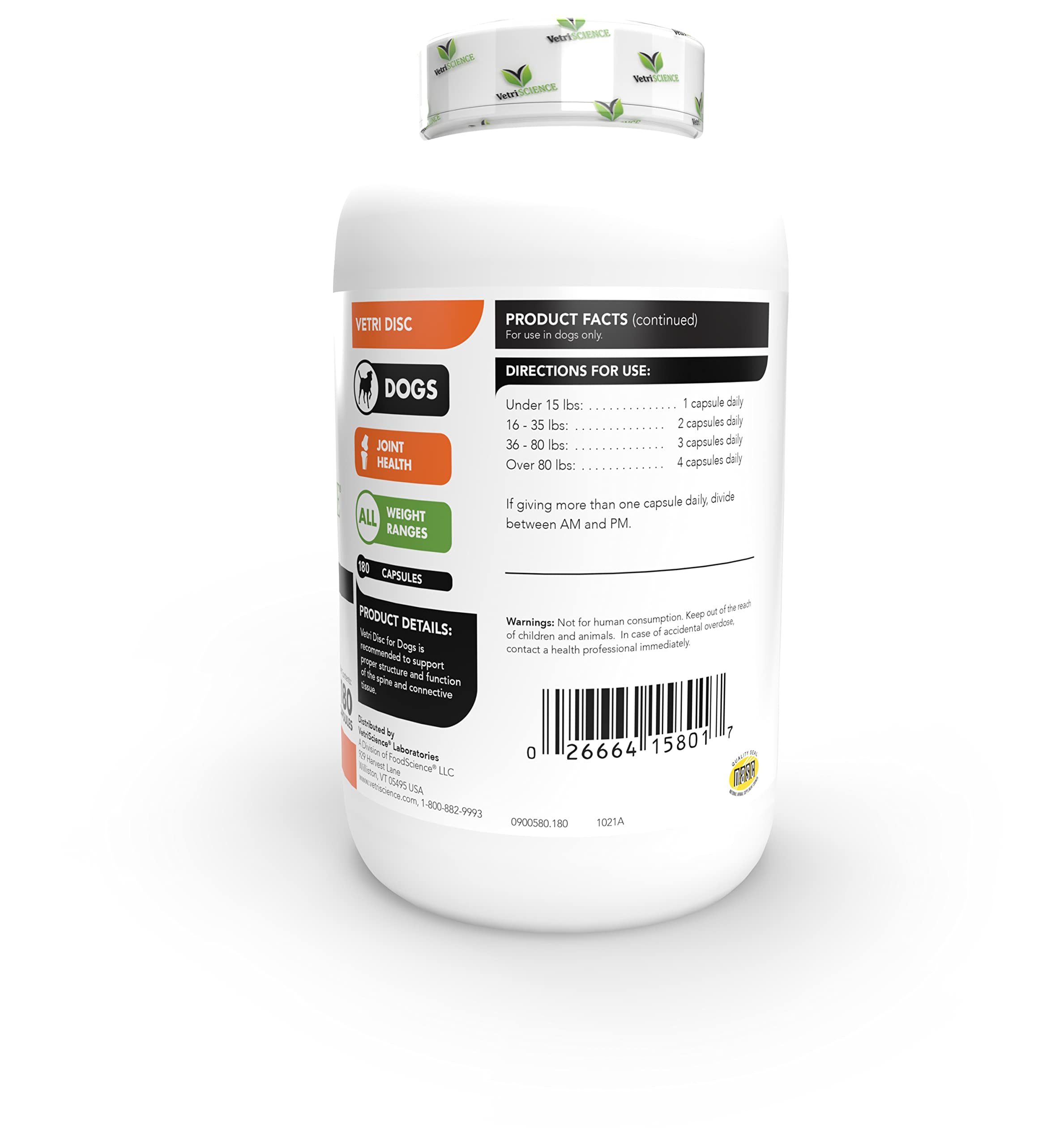 VetriScience Vetri Disc Spine and Back Support Formula with Chondroitin for Dogs - Joint Health and Mobility Support for Small Medium and Large Dogs
